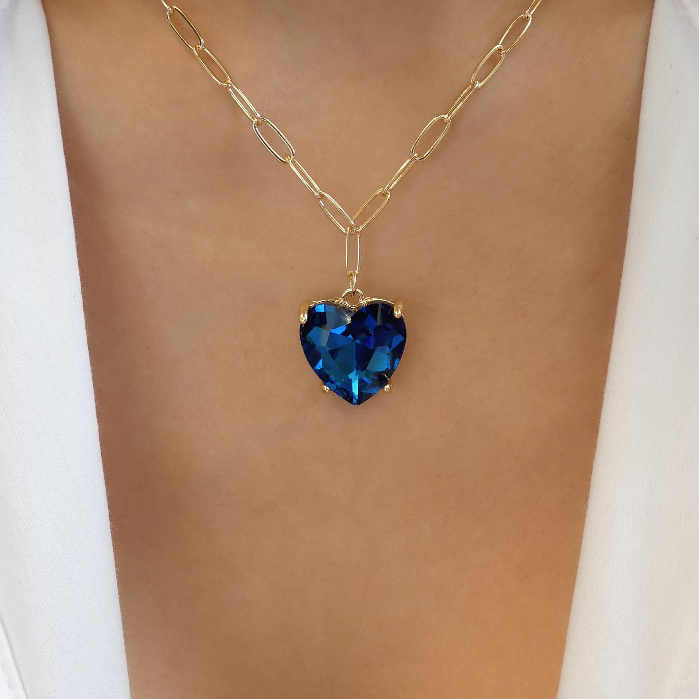 Simple Declan Heart Necklace (Blue) – Love Stylize