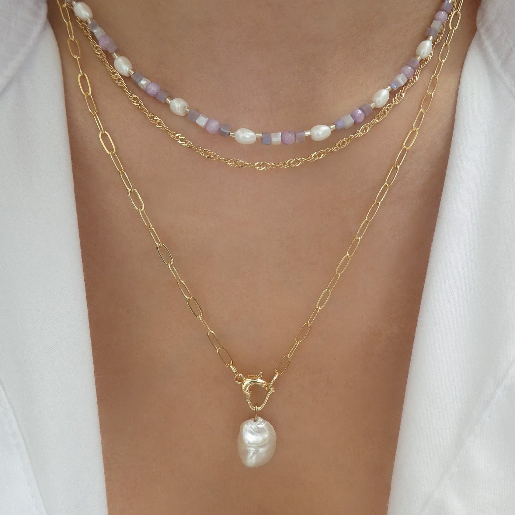 Sheena Pearl Necklace (Purple) – Love Stylize