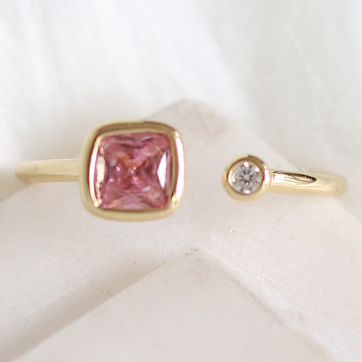 Crystal Square Ring (Pink) – Love Stylize
