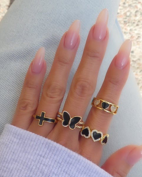 Simple Cross Ring (Black) – Love Stylize