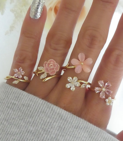 Sabrina Flower Ring (Pink) – Love Stylize