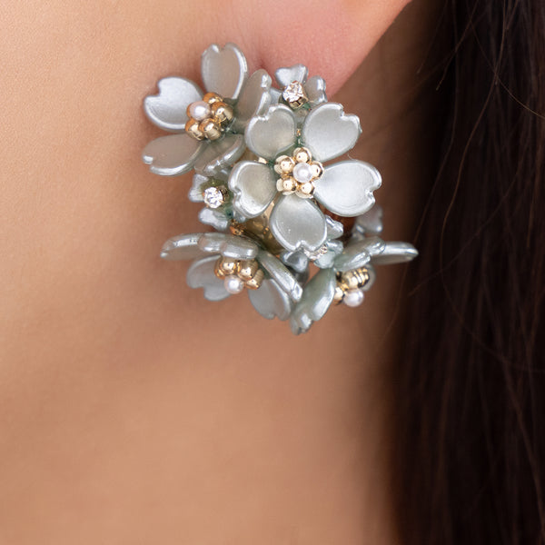 Myra Flower Hoops (Green) – Love Stylize