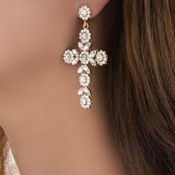 Crystal Carrie Cross Earrings – Love Stylize