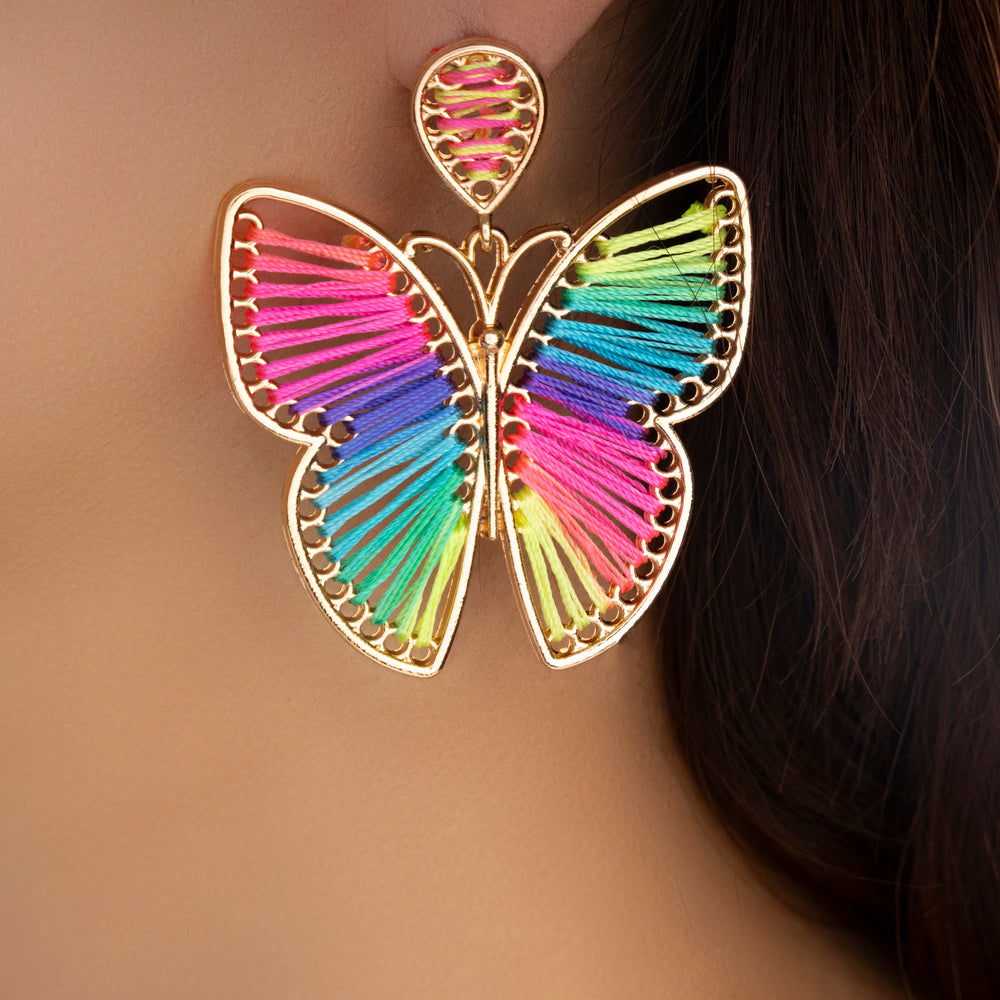 Rainbow butterfly earrings store