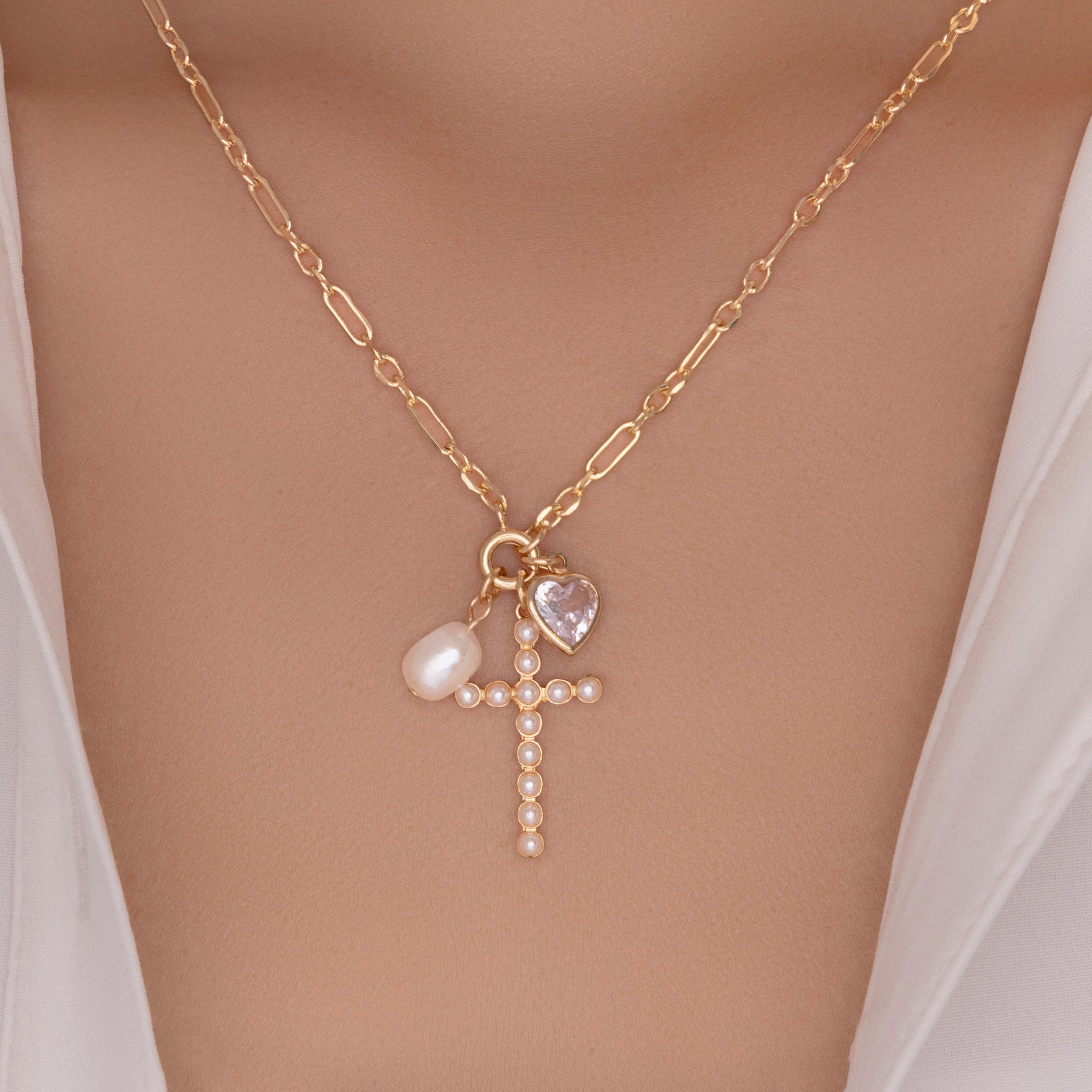 Zoey Pearl Cross Necklace – Love Stylize