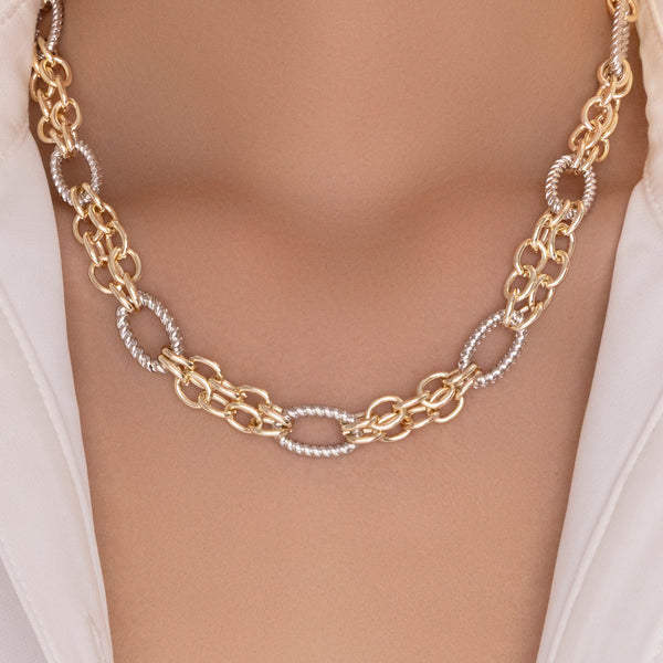 Silver & Gold Enzo Link Necklace – Love Stylize