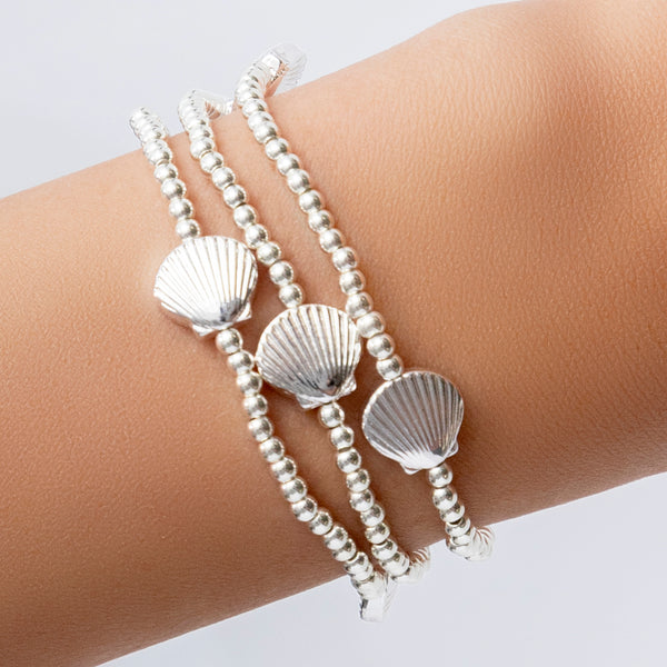 Shell & Bead Bracelet Set (Silver) – Love Stylize