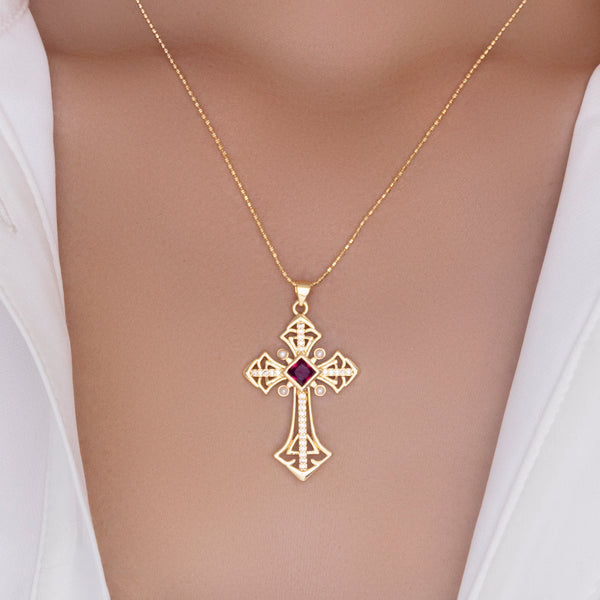 Amy Cross Pearl Necklace (Red) – Love Stylize