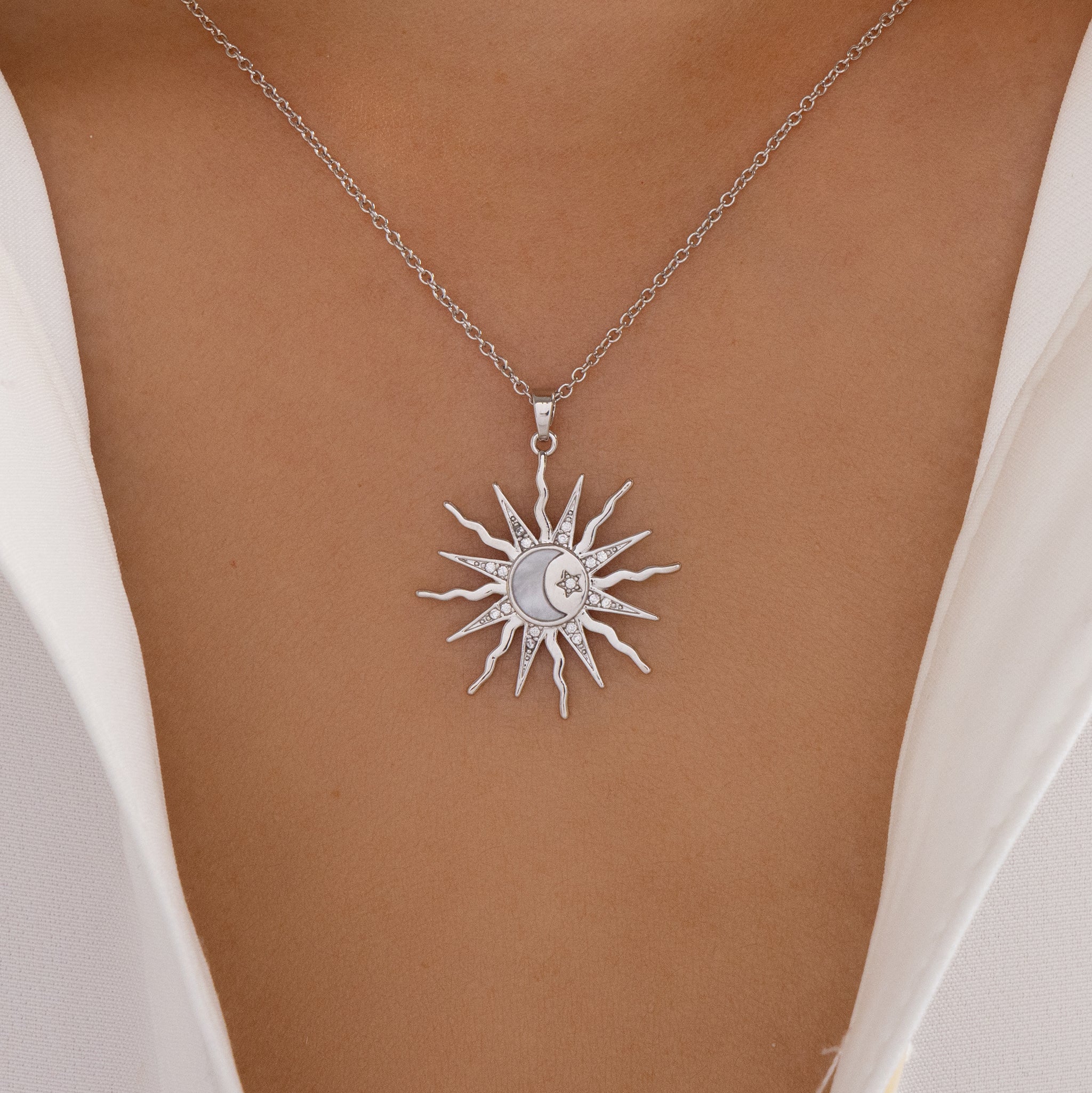 Crystal Sun Necklace (Silver) – Love Stylize