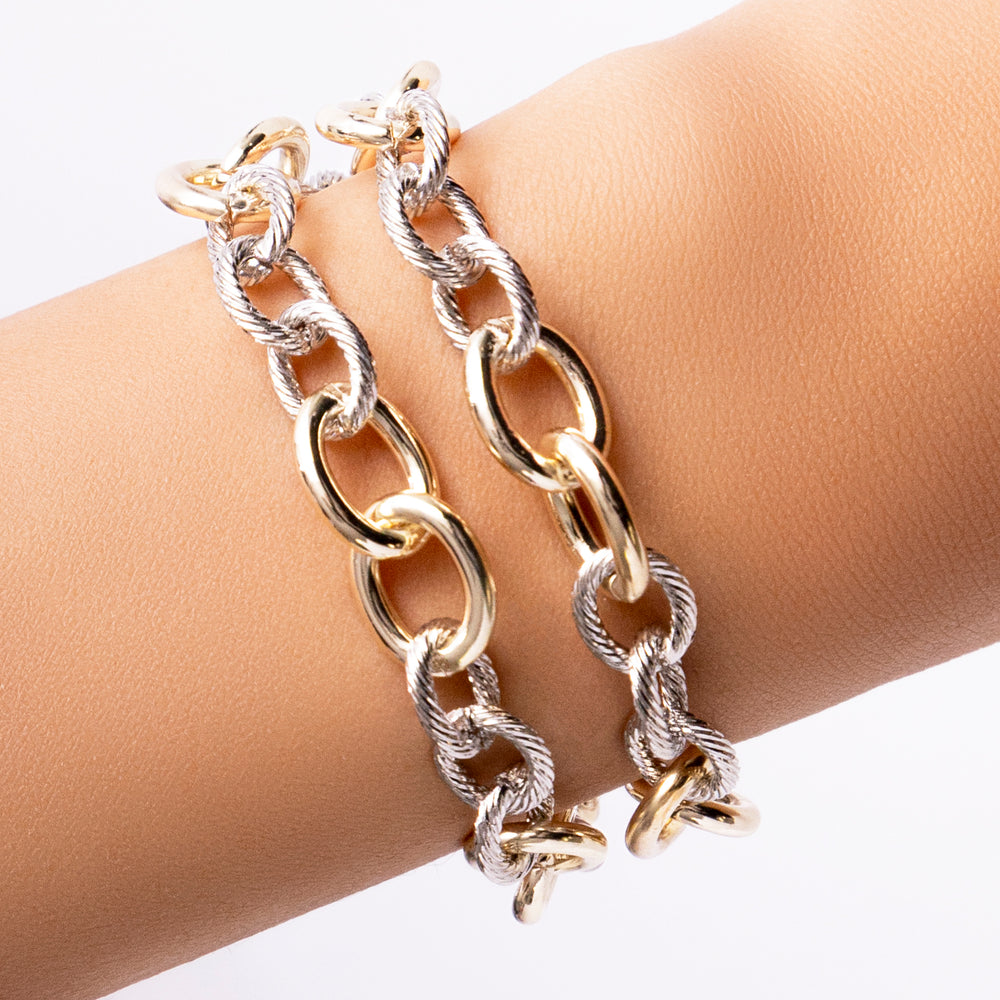 Silver & Gold Double Link Bracelet – Love Stylize