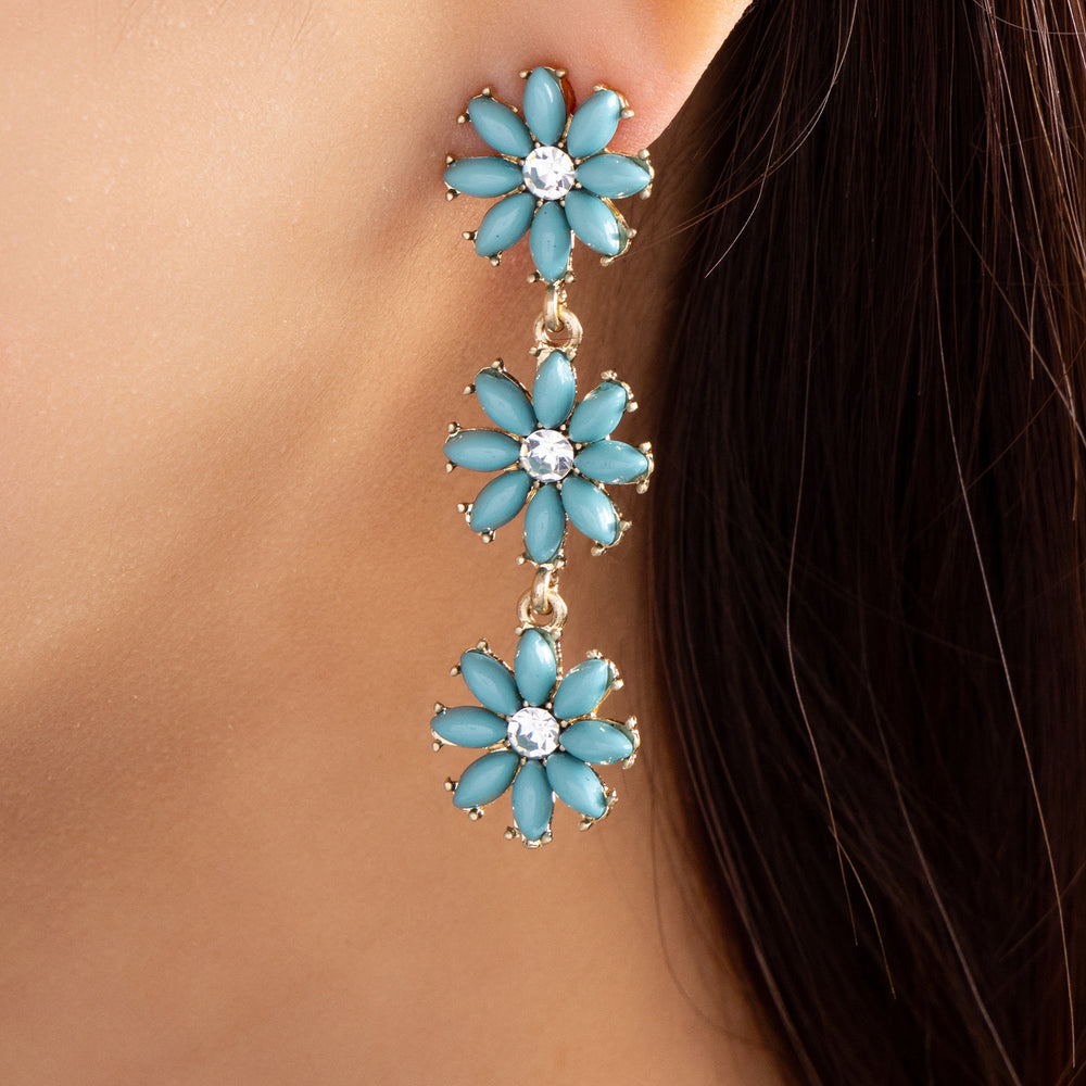 Turquoise flower earrings store
