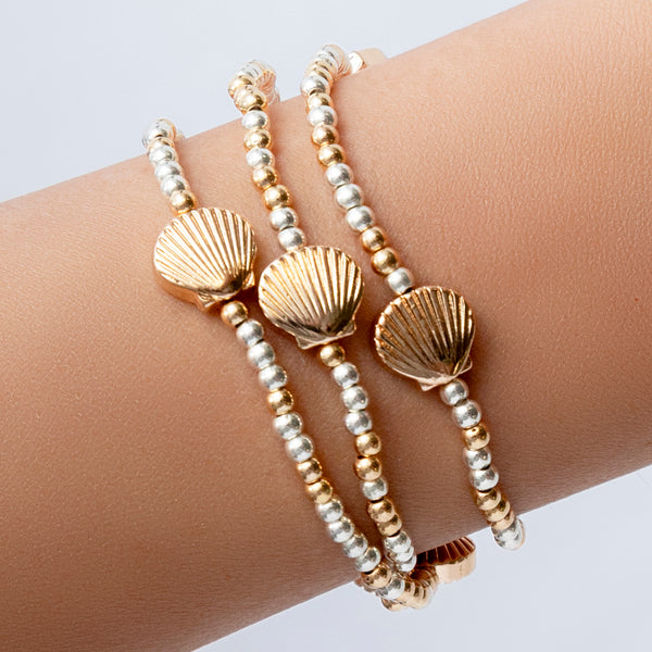 Shell & Bead Bracelet Set (Silver & Gold) – Love Stylize