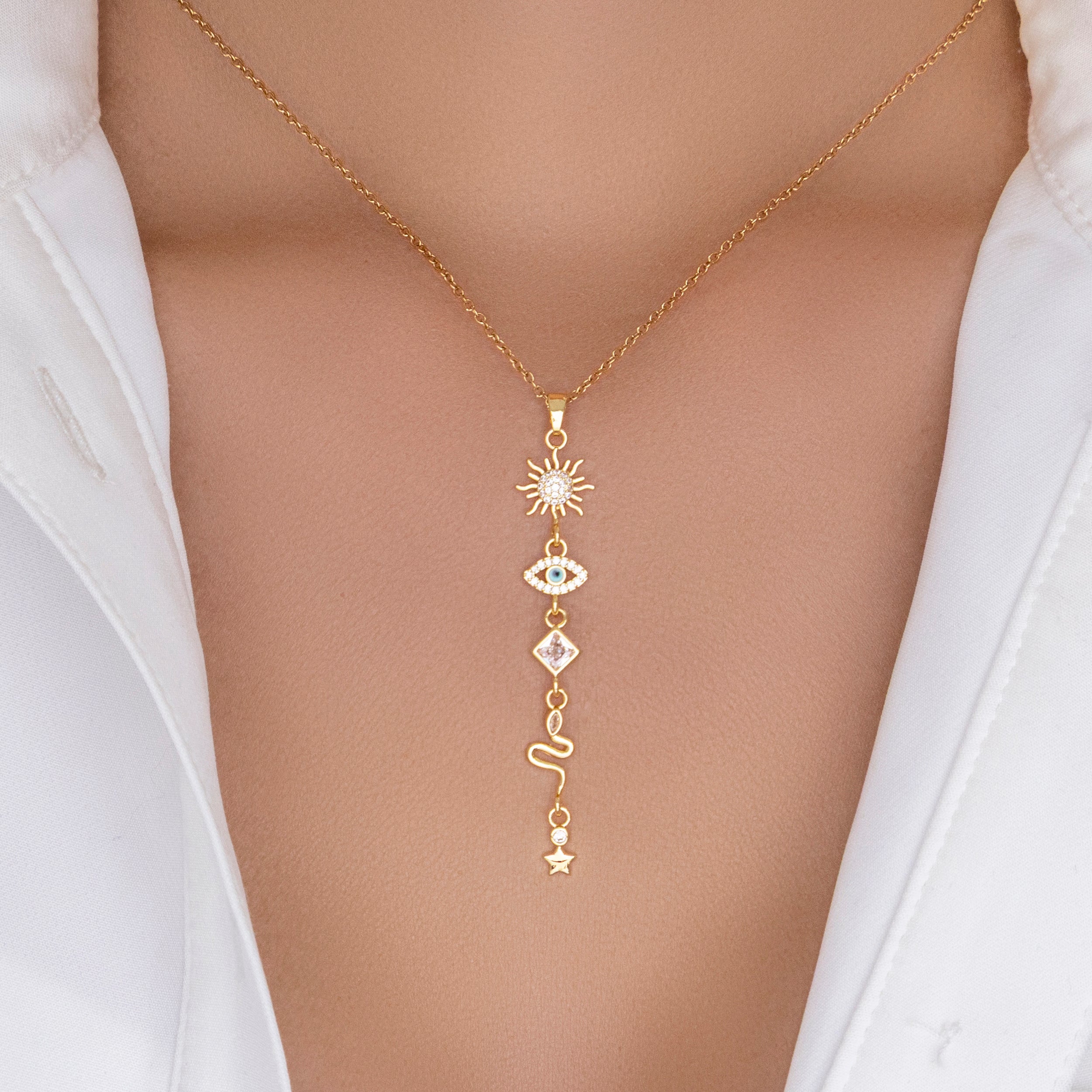 Crystal Eye Drop Necklace – Love Stylize