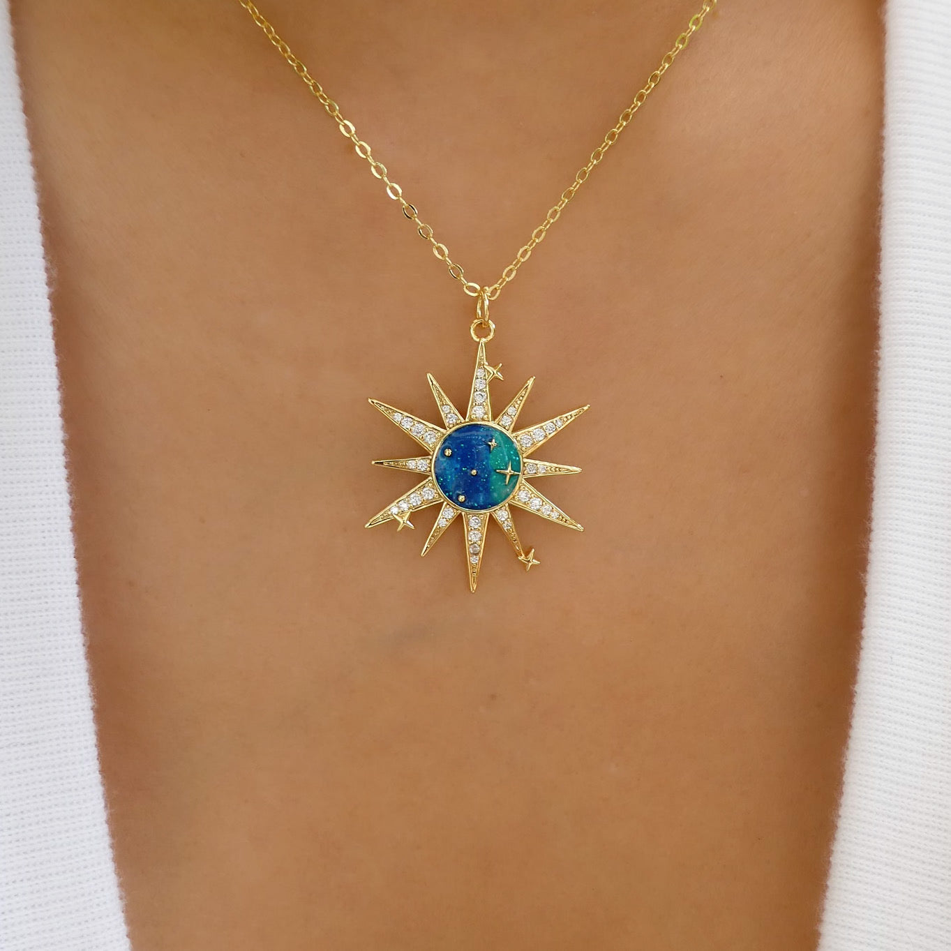 Crystal Blue Joni Star Necklace – Love Stylize